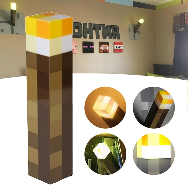 MINECRAFT TORCH WALL Light Brownstone Lamp Desk Push Button Mob Present ...