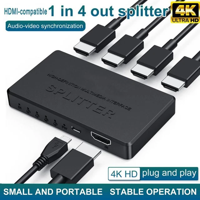 RÉPARTITEUR HDMI 1 entrée 4 sorties distributeur audio vidéo 4K Bo Lot ...