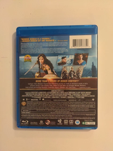 WONDER WOMAN (Blu-ray/DVD Set, 2017) Gal Gadot, Chris Pine, Bilingual ...