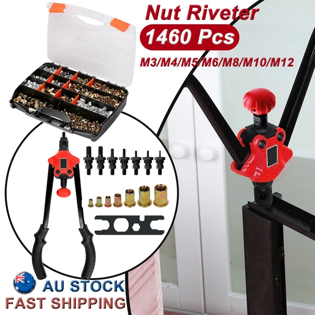 HEAVY DUTY RIVET Nut Riveter Rivnut Nutsert Gun Riveting Tool Kit Thread M3-12 $102.95 - PicClick AU