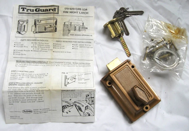 VINTAGE TRUGUARD DEADBOLT Door Lock Slide - Nite Lock Latch w/ Keys £6. ...