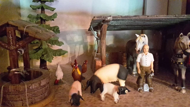 SCHLEICH - 43402 - großes Set mit Brunnen - Tanne - Hufschmied ...