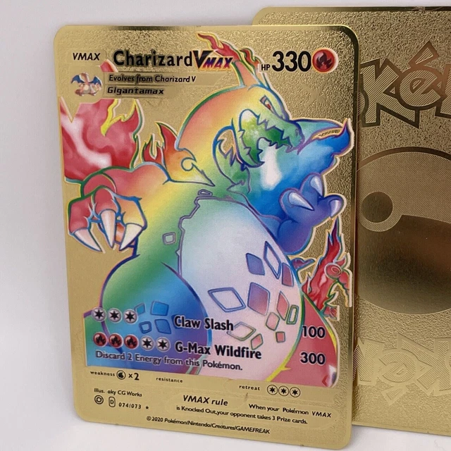 CARTA POKÉMON CHARIZARD Vmax Arcobaleno Oro Metallo Collezionabile ...