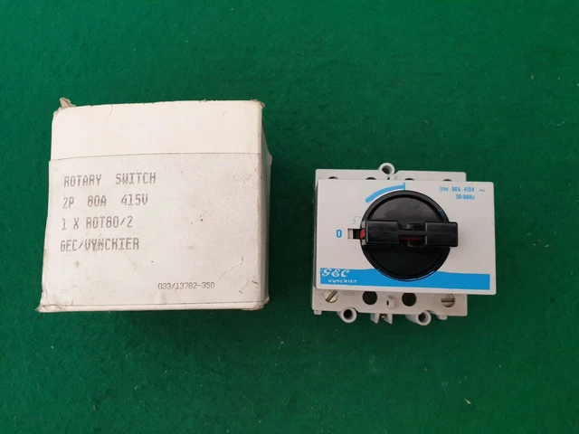 GEC VYNCKIER INTERRUTTORE isolatore rotativo DIN 2 poli 80 amp EUR 28 ...