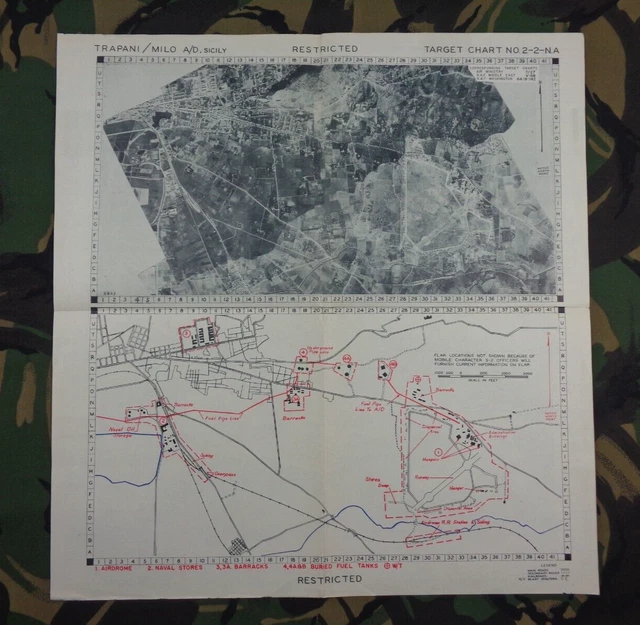 WW2 INTELLIGENCE BOMBING TARGET MAP of "TRAPANI / MILO" (AERODROME in ...
