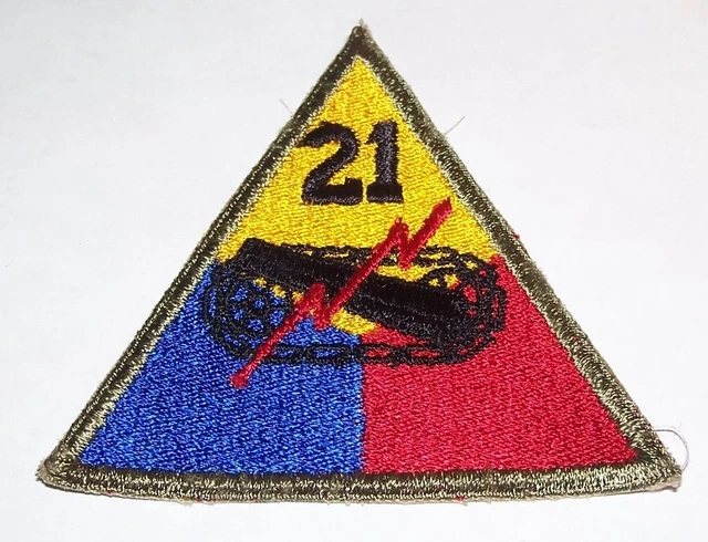 ORIGINAL CUT-EDGE WW2 ERA 21st ARMORED DIVISION PATCH, #2 £4.67 ...