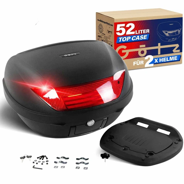 TOPCASE XXL MOTORRADKOFFER passend 2 Helme Top case 52L Roller Motorrad ...