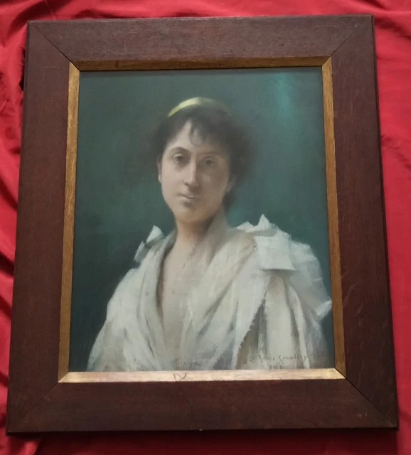SUPERBE PASTEL DE 1889 sig Claude Louis Lavalley " Portrait de femme ...