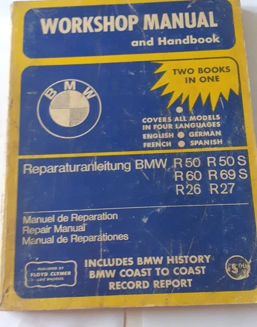 WORKSHOP MANUEL ATELIER BMW R50 R50S R60 R60S R26 R27 allemand français ...