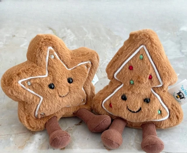 JELLYCAT AMUSEABLES 2PC Star+Christmas Tree Cookie Plush toys Set with ...