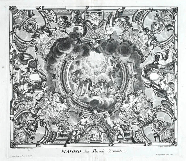 C1710 ORNAMENT ARCHITEKTUR Deckengemälde Perspektive Kupferstiche nach ...