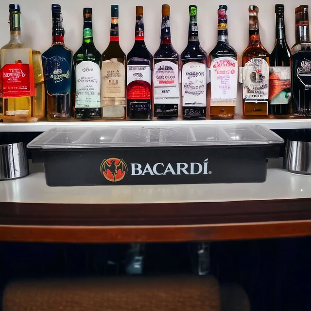 BACARDI CONDIMENT TRAY Bar Caddy 6 Compartments Garnish Station Fruit ...