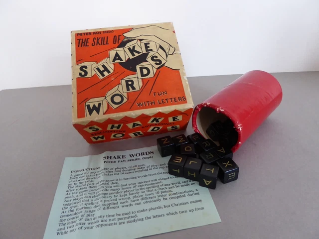 VINTAGE 1950'S PETER Pan Shake Words Dice/Letter Game £4.00 - PicClick UK