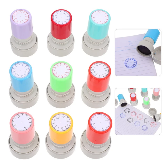 9 PCS CLOCK Stamp Ink Stamps for Kids Time Learning Playset Die Tell ...