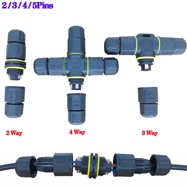 2~5 POLE CORE Joint Outdoor Waterproof Electrical Cable Wire Connector ...