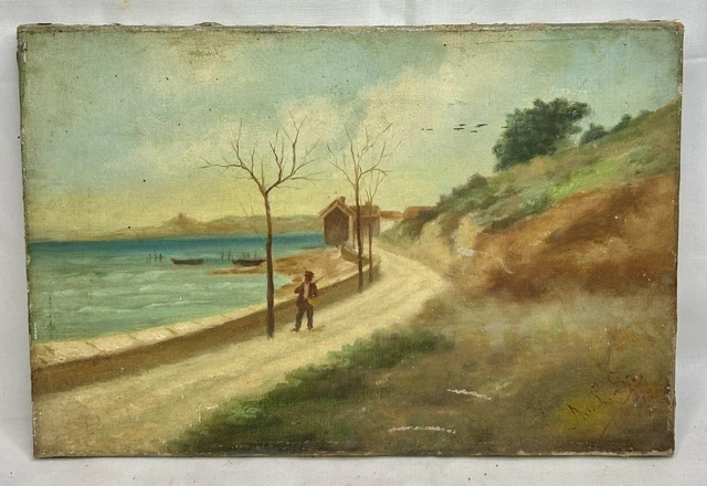 ANCIEN TABLEAU HUILE sur Toile signée M.L.S. Juin 97 EUR 50,00 - PicClick FR