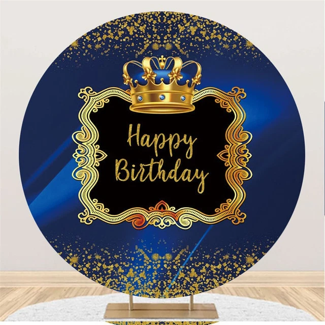 GOLD GLITTER AND Navy Blue Round Happy Birthday Backdrop $35.97 ...