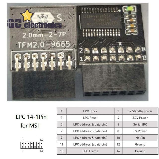 GIGABYTE GC-TPM2.0_S 2.0 TPM Module (12 Pin 12-1) LPC Trusted Platform ...