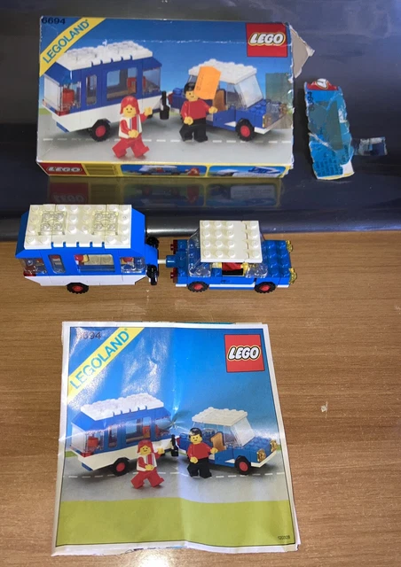 LEGO CITY CITTÀ 6694 car with camper classic town 1984 Macchina Box ...