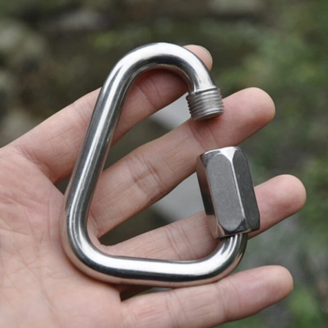 STRONG SCREW LOCK Triangle Metal Carabiner Clip Snap H L Climbing R9E9 ...