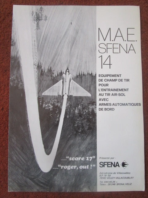 1970'S DEPLIANT PUB Sfena Mae 14 Entrainement Tir Air Sol Armee Air ...