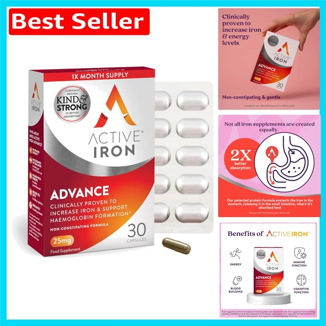 ACTIVE IRON ADVANCE 25mg: Non-Constipating Iron Supplement for Enhanced ...