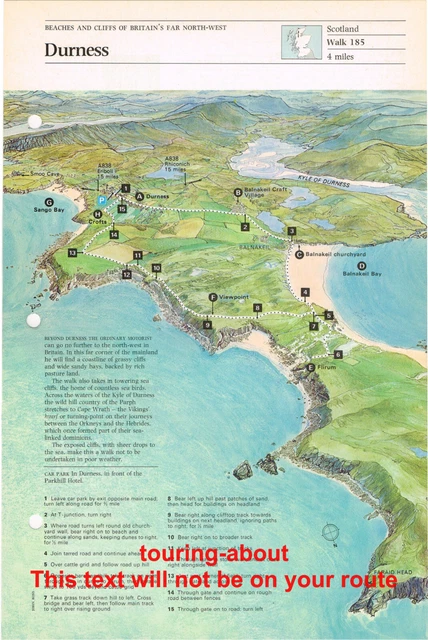 DURNESS HIGHLANDS VINTAGE Walking Route & Map circa 1975 #185 £4.35 ...