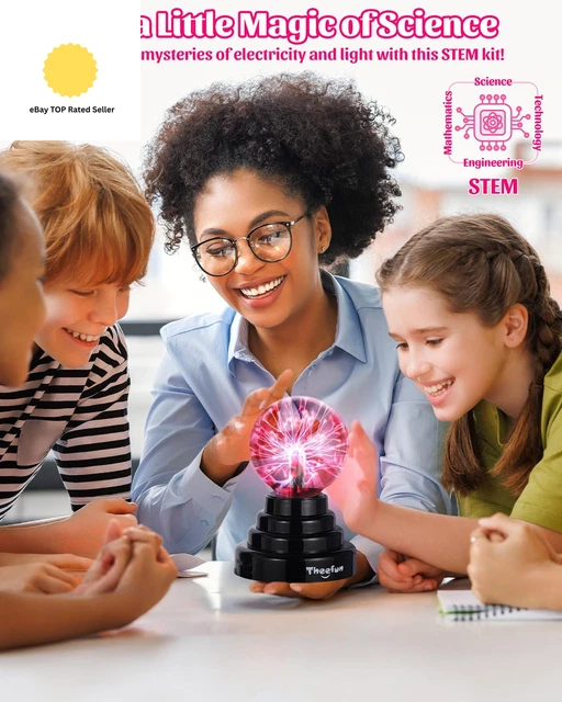 3 INCH PLASMA Ball Lamp, USB or Battery Powered Lightning Globe Touch ...