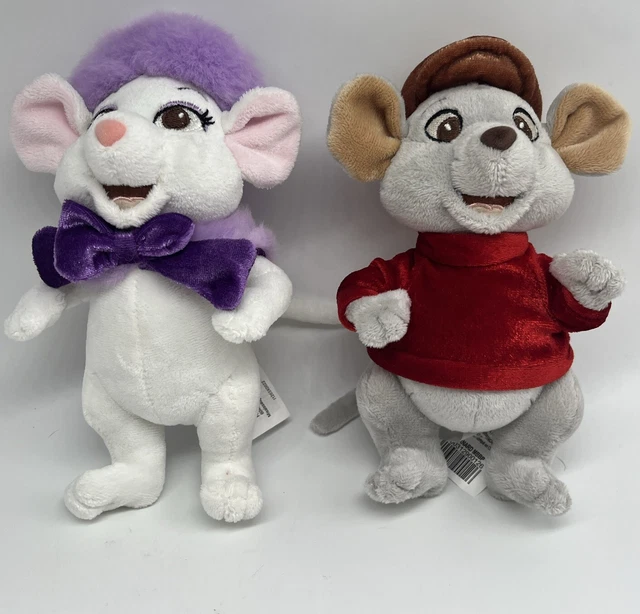 DISNEY THE RESCUERS Bernard Evinrude & Miss Bianca Mouse Plush Stuffed ...