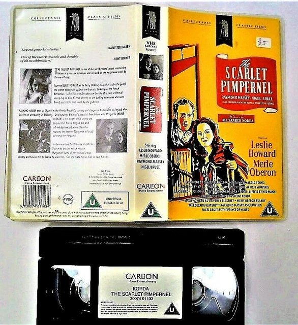 THE SCARLET PIMPERNEL. VHS video Carlton Home Entertainment 1998. Vg ...