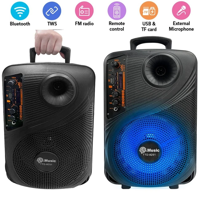 HEAVY BASS SUBWOOFER Wireless Bluetooth Speakers LED Trolley Party HIFI ...