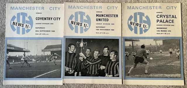 MANCHESTER CITY PROGRAMMES x 3 from Season 1969-1970 £4.91 - PicClick UK