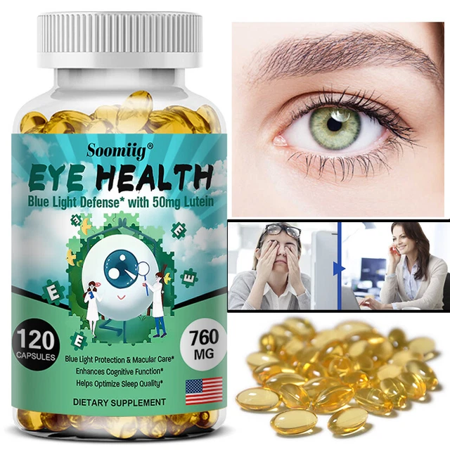 EYE HEALTH SUPPLEMENT Blue Light Defense With 50mg Lutein,Soothes Eye ...