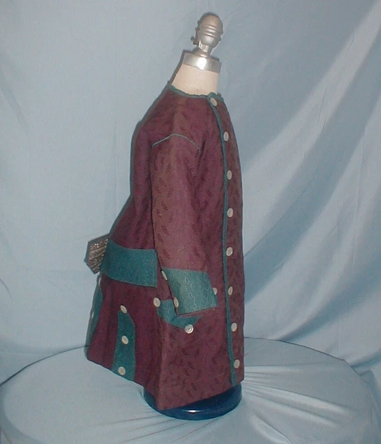 ANTIQUE CHILD'S DRESS 1880 Victorian Burgundy Printed Wool Bustle Back ...