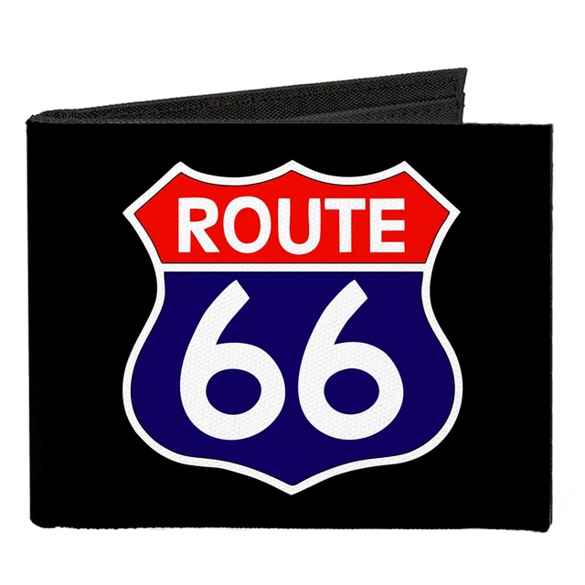 CANVAS BI-FOLD WALLET ROUTE 66 Highway Sign Black/White/Red/Blue EUR 24 ...