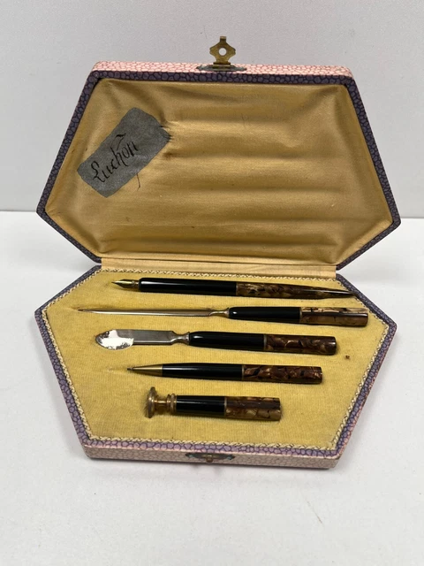 ANCIEN COFFRET NÉCESSAIRE d'écriture en Laque Art Déco Porte-mine ...