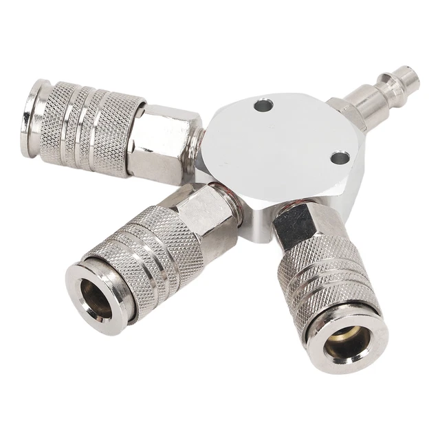 AIR SPLITTER 1/4IN NPT Male Thread 3 Way Quick Coupler For Industrial ...