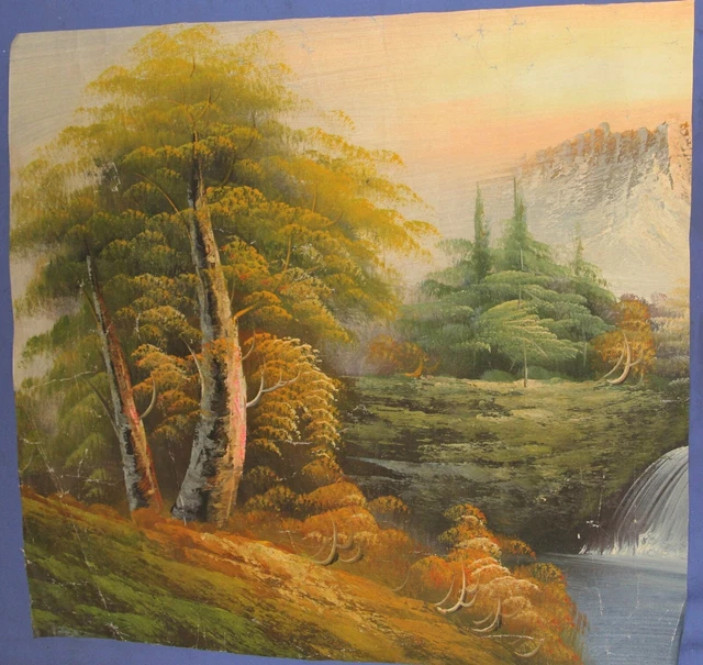 TABLEAU ANCIEN HUILE impressionniste petite cascade dans le paysage de montagne EUR 209,44 ...