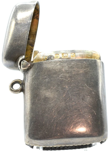 VINTAGE SILVER HALLMARKED Vesta Case Match Case Striker Matchbox Fob ...