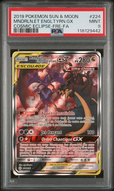 CARTE POKÉMON MANDRILLON et Engloutyran GX 224/236 PSA 9 Eclipse ...