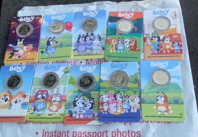 PRESALE- ROYAL AUSTRALIAN Mint 2024 Bluey Dollarbucks 10 coin set $349. ...