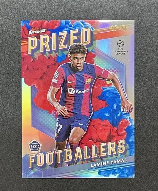 2023-24 TOPPS FINEST UEFA Lamine Yamal Prized Footballers Fusion Red ...
