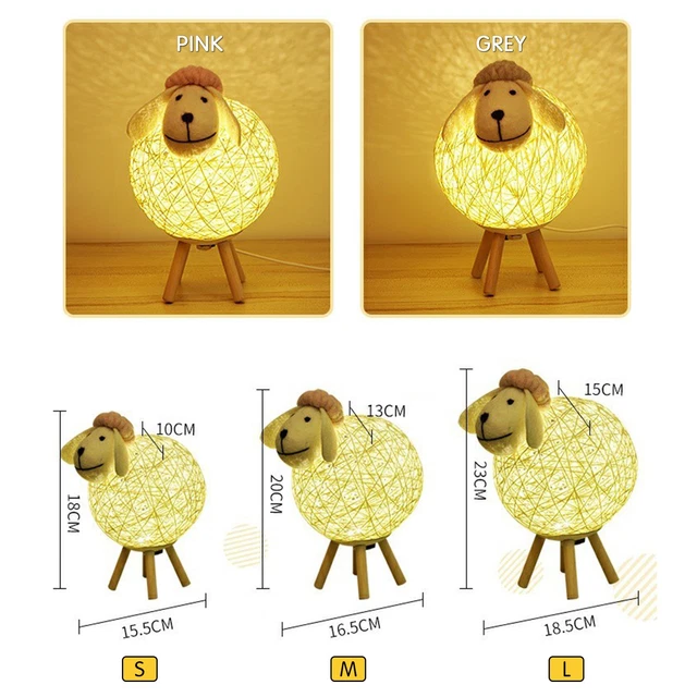 (MEDIUM PUSH BUTTON Switch Pink Sheep Head)Sheep Cozy Sleep Night Light ...