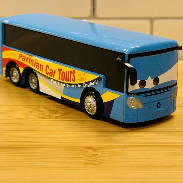 DISNEY PIXAR CARS 2 - EMMANUEL PARIS TOUR BUS - échelle 1:55 moulé sous ...