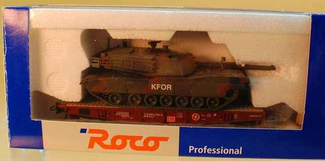 ROCO H0 47749 DB Schwerlastwagen mit KFOR Abrams M1 EUR 39,00 - PicClick DE