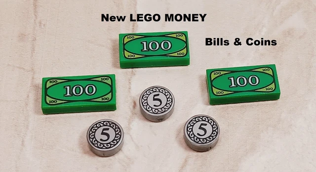 NUOVO LEGO MONEY Cash Monete Dollaro Banconote Stampate CASHOLOA Loot ...
