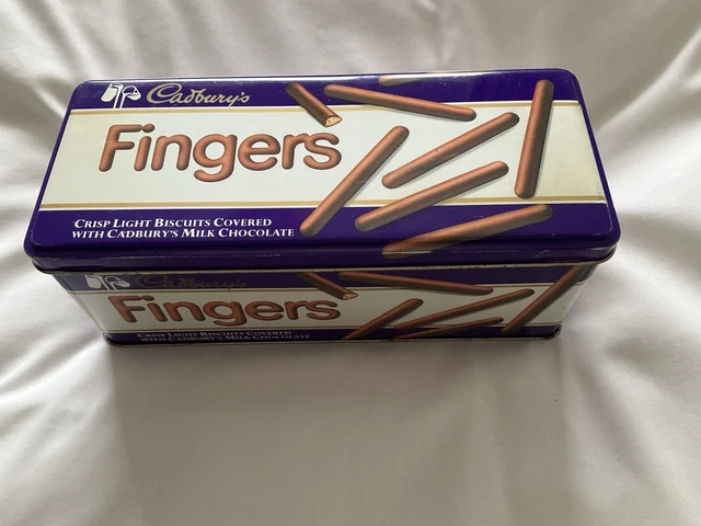 CADBURY CHOCOLATE FINGERS Rectangular Biscuit Tin Vintage 22cm x 10cm x ...