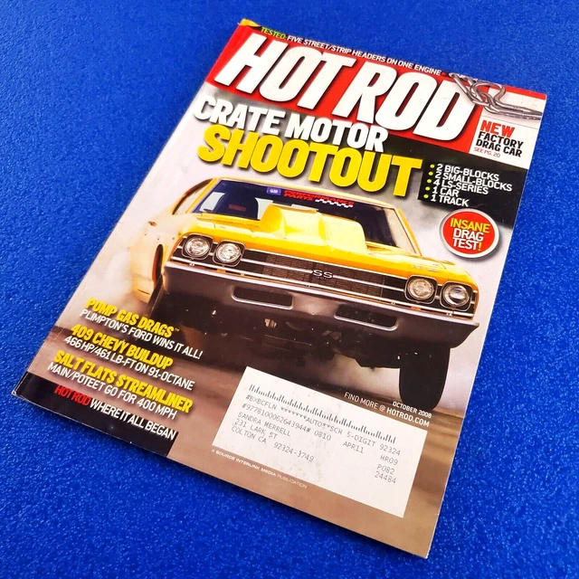 HOT ROD OCT 2008 Crate Motor Shootout Muscle Car Magazine 409 Chevy ...