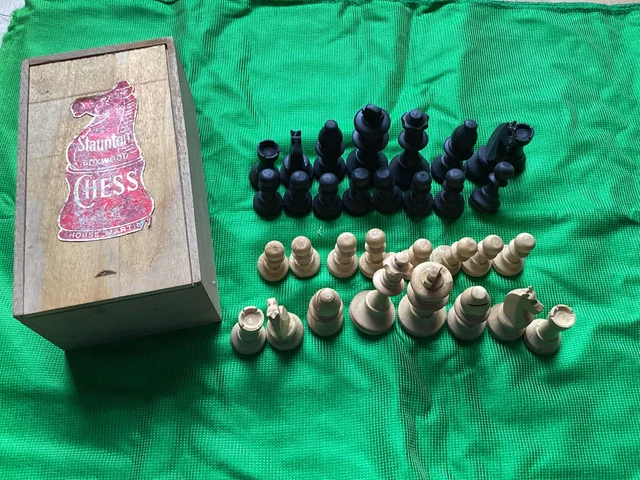 VINTAGE-STAUNTON BOXWOOD CHESS Pieces Set House Martin Boxed £9.99 ...