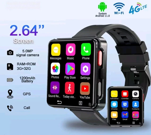 ULTRA AMOLED SMARTWATCH 4G Android 11.0, 2.64Zoll, Apps, GPS, NFC, Wifi ...